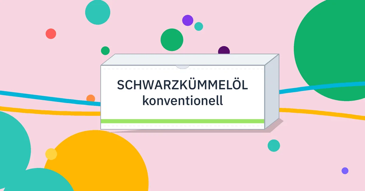 Symbolbild: Packung mit der Aufschrift SCHWARZKÜMMELÖL konventionell (PZN 18835662) – Verfügbarkeit und Bezug in Apotheken in Frankfurt am Main
