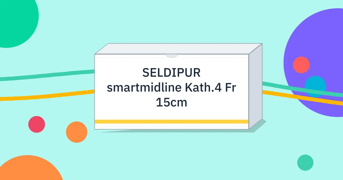 Symbolbild: Packung mit der Aufschrift SELDIPUR smartmidline Kath.4 Fr 15cm (PZN 15263159) – Verfügbarkeit und Bezug in Apotheken in Frankfurt am Main