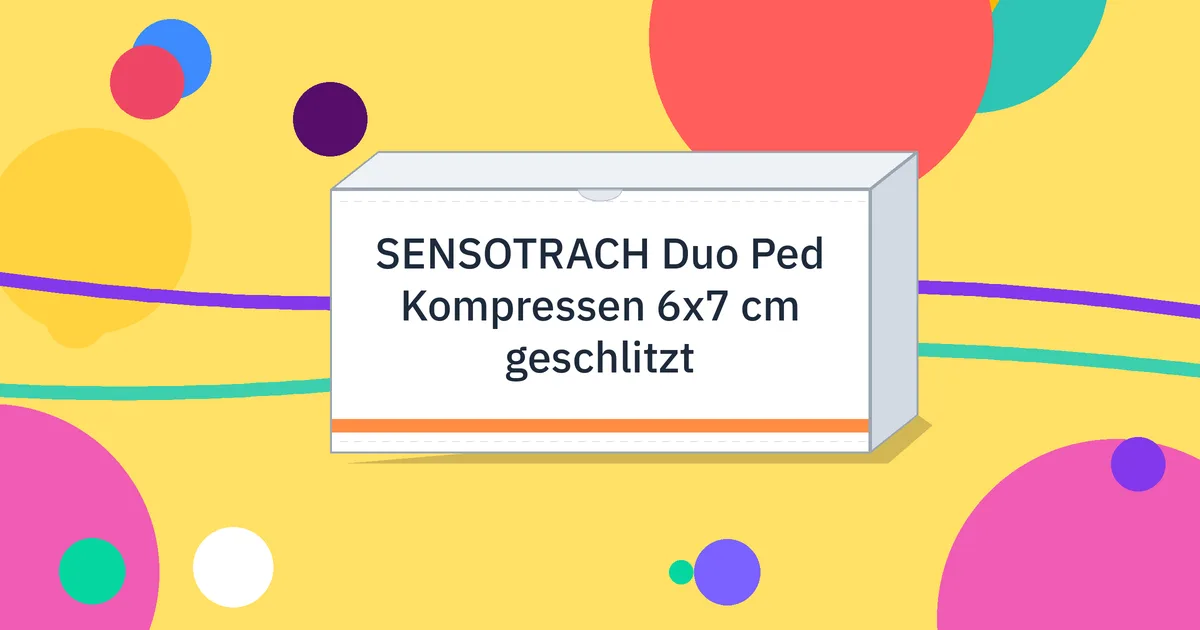 Symbolbild: Packung mit der Aufschrift SENSOTRACH Duo Ped Kompressen 6x7 cm geschlitzt (PZN 10281566) – Verfügbarkeit und Bezug in Apotheken in Frankfurt am Main