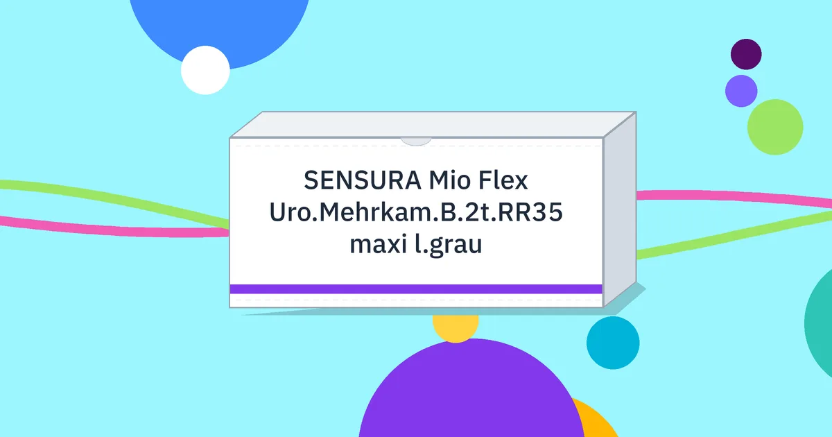 Symbolbild: Packung mit der Aufschrift SENSURA Mio Flex Uro.Mehrkam.B.2t.RR35 maxi l.grau (PZN 10202443) – Verfügbarkeit und Bezug in Apotheken in Frankfurt am Main