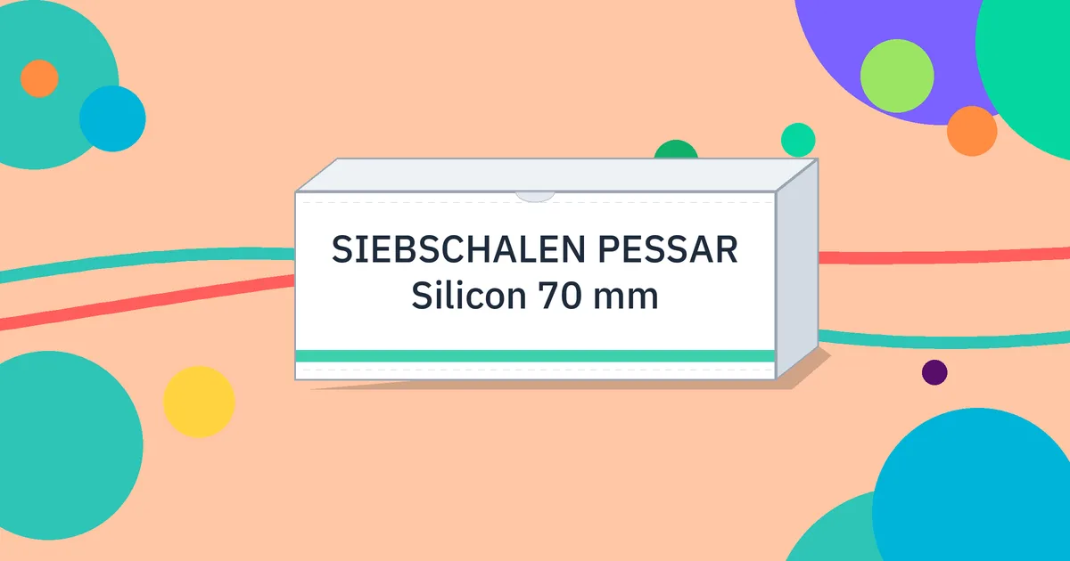Symbolbild: Packung mit der Aufschrift SIEBSCHALEN PESSAR Silicon 70 mm (PZN 07702780) – Verfügbarkeit und Bezug in Apotheken in Frankfurt am Main
