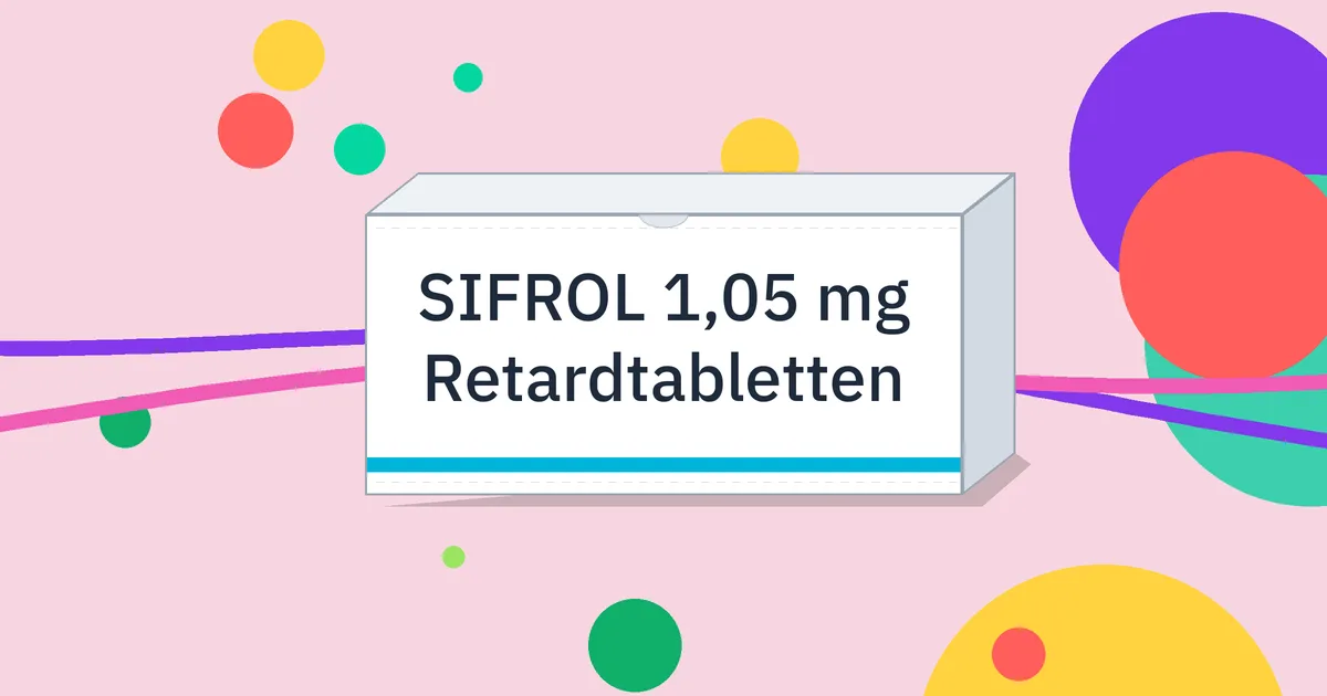 Symbolbild: Packung mit der Aufschrift SIFROL 1,05 mg Retardtabletten (PZN 16869177) – Verfügbarkeit und Bezug in Apotheken in Frankfurt am Main