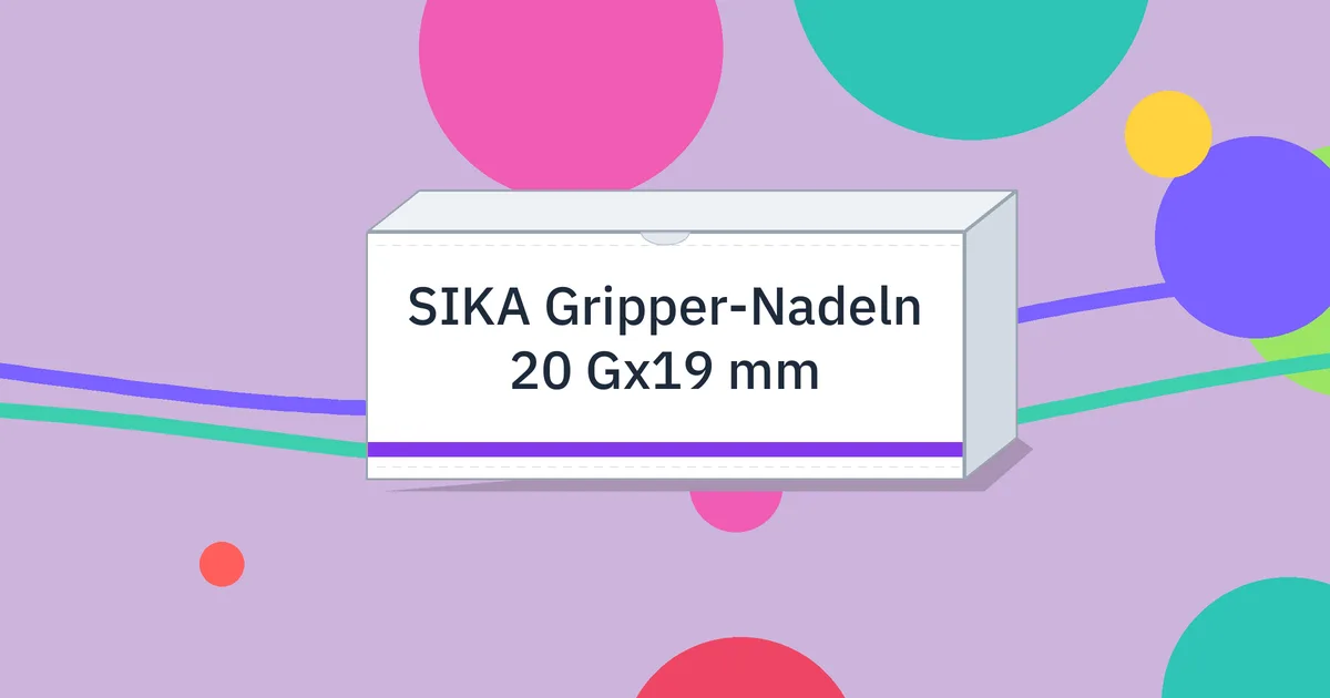 Symbolbild: Packung mit der Aufschrift SIKA Gripper-Nadeln 20 Gx19 mm (PZN 17884121) – Verfügbarkeit und Bezug in Apotheken in Frankfurt am Main