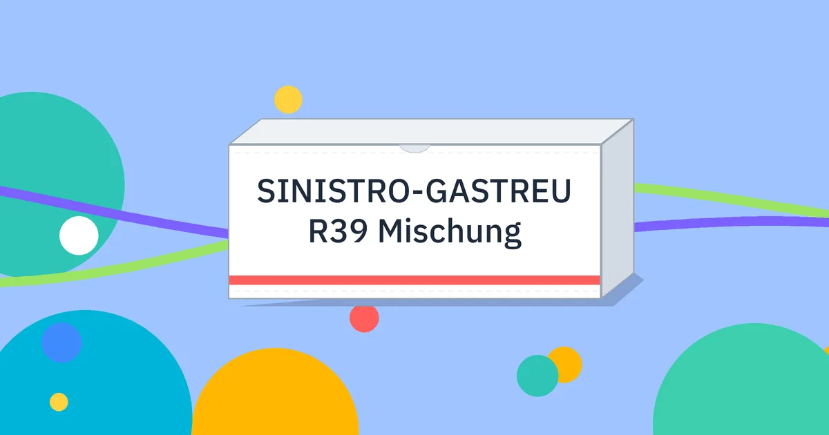 Symbolbild: Packung mit der Aufschrift SINISTRO-GASTREU R39 Mischung (PZN 04163182) – Verfügbarkeit und Bezug in Apotheken in Frankfurt am Main
