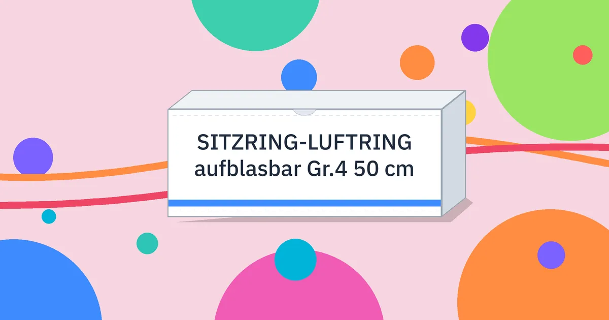 Symbolbild: Packung mit der Aufschrift SITZRING-LUFTRING aufblasbar Gr.4 50 cm (PZN 10961189) – Verfügbarkeit und Bezug in Apotheken in Frankfurt am Main