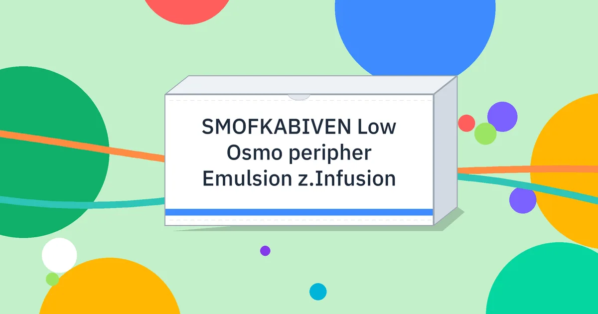 Symbolbild: Packung mit der Aufschrift SMOFKABIVEN Low Osmo peripher Emulsion z.Infusion (PZN 16000255) – Verfügbarkeit und Bezug in Apotheken in Frankfurt am Main