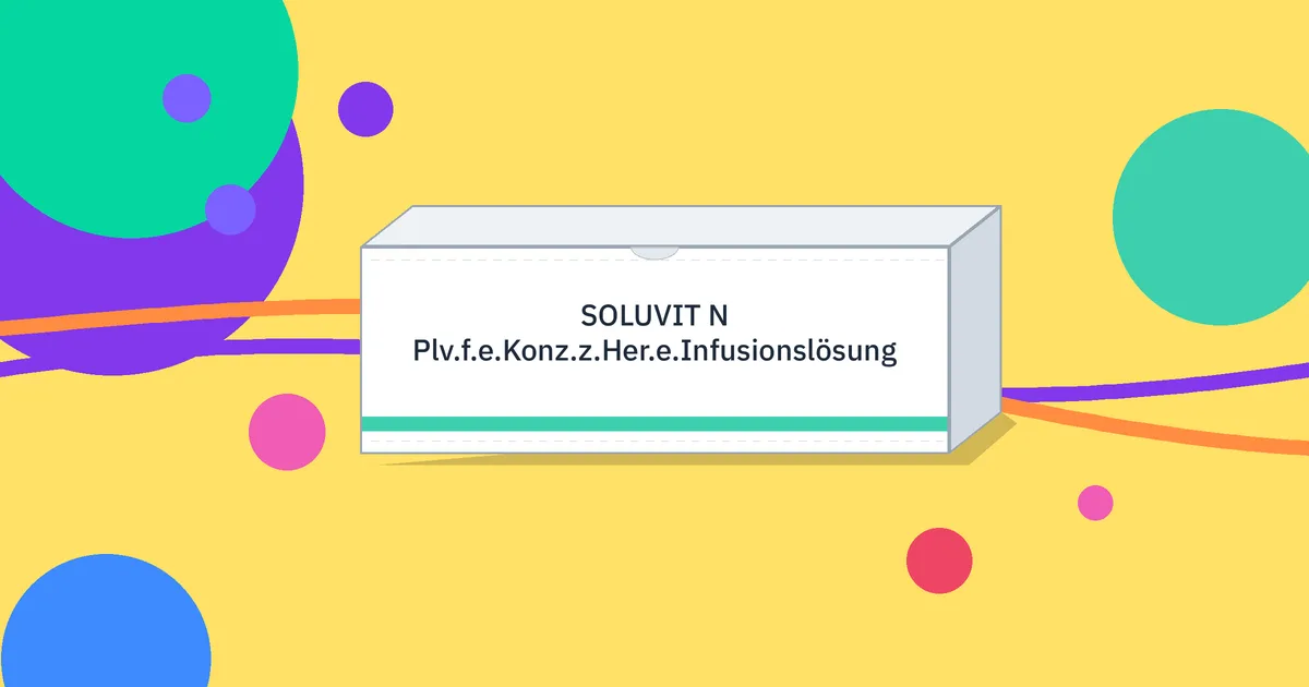 Symbolbild: Packung mit der Aufschrift SOLUVIT N Plv.f.e.Konz.z.Her.e.Infusionslösung (PZN 20290394) – Verfügbarkeit und Bezug in Apotheken in Frankfurt am Main