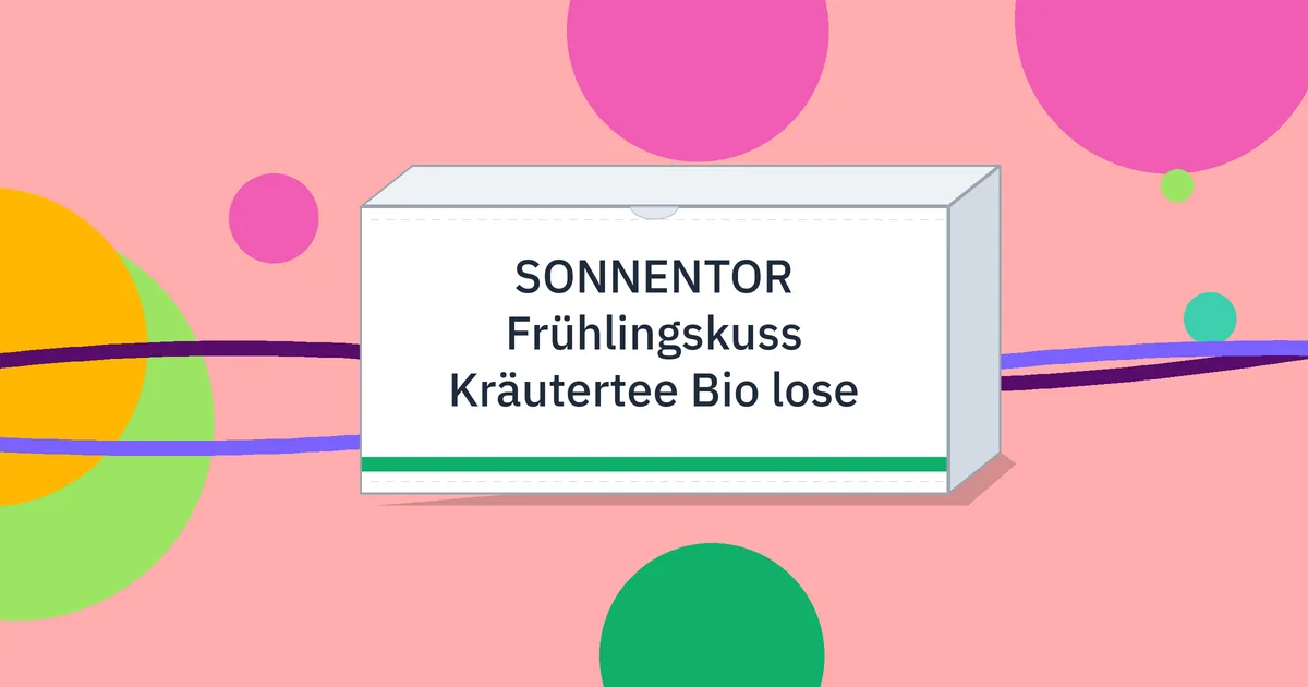 Symbolbild: Packung mit der Aufschrift SONNENTOR Frühlingskuss Kräutertee Bio lose (PZN 18904417) – Verfügbarkeit und Bezug in Apotheken in Frankfurt am Main