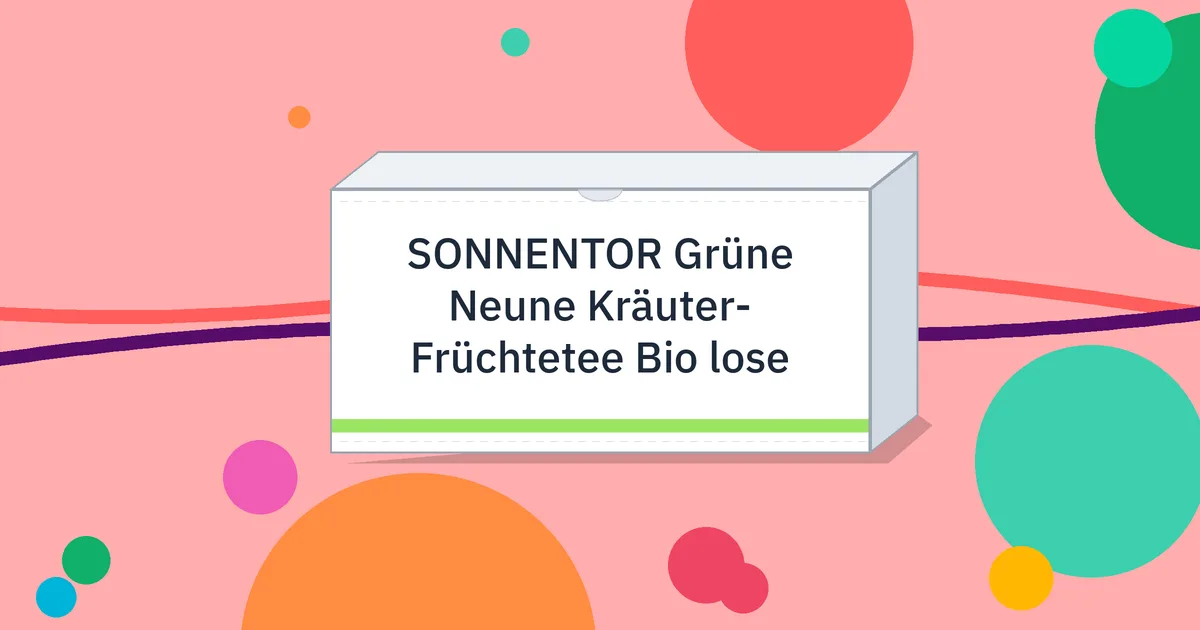 Symbolbild: Packung mit der Aufschrift SONNENTOR Grüne Neune Kräuter-Früchtetee Bio lose (PZN 18904400) – Verfügbarkeit und Bezug in Apotheken in Frankfurt am Main