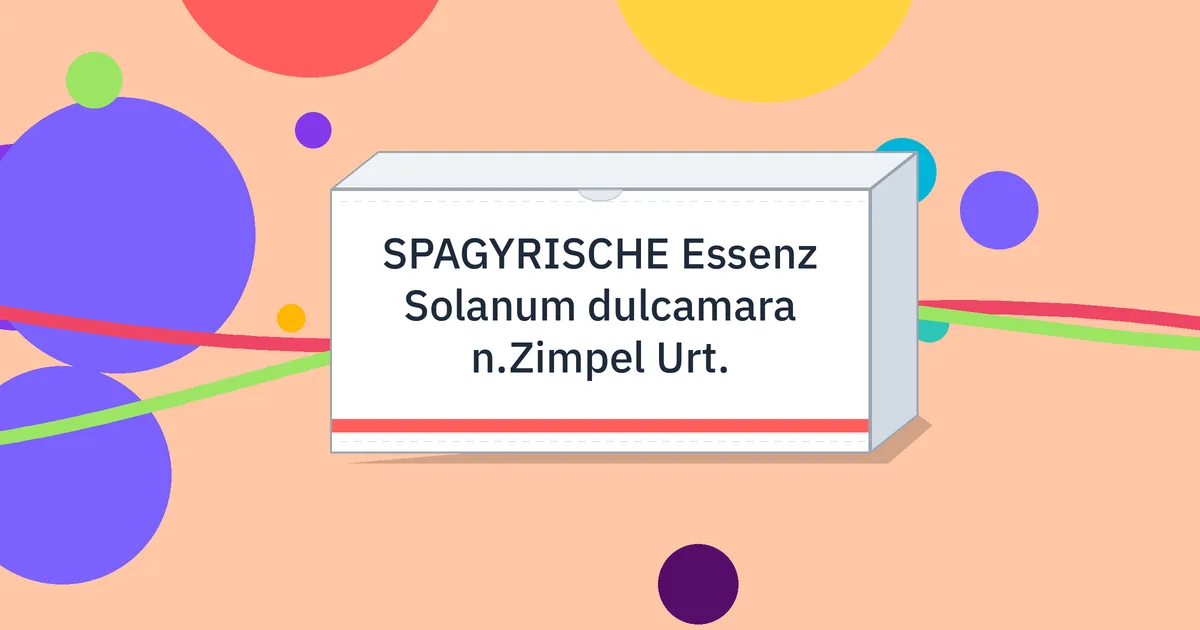 Symbolbild: Packung mit der Aufschrift SPAGYRISCHE Essenz Solanum dulcamara n.Zimpel Urt. (PZN 10014902) – Verfügbarkeit und Bezug in Apotheken in Frankfurt am Main
