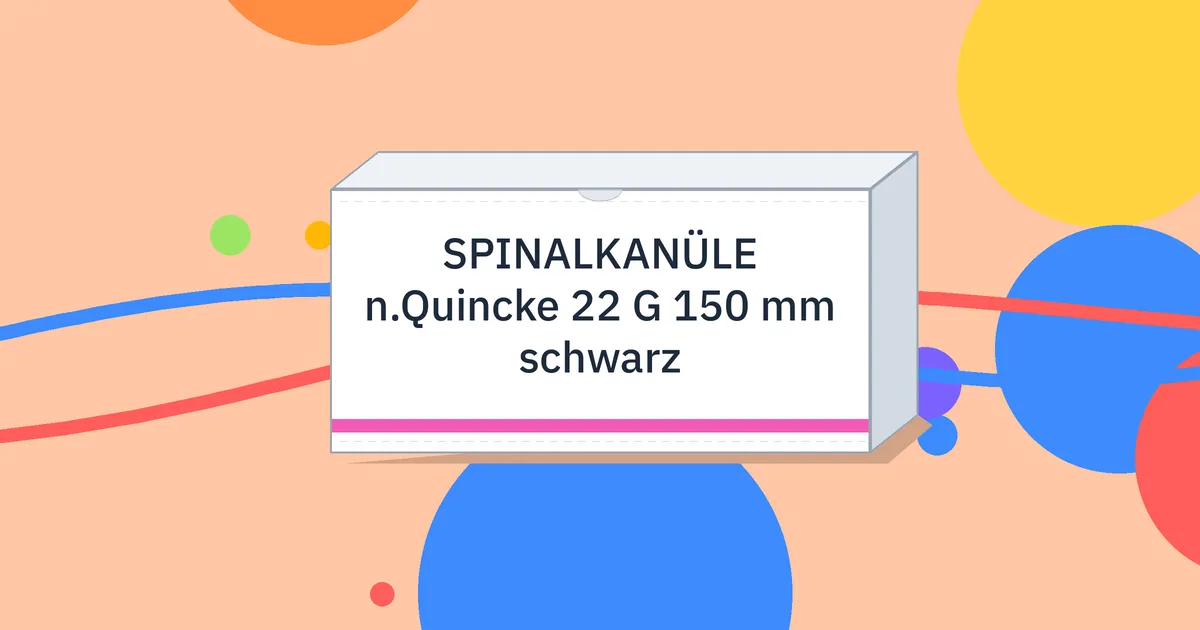 Symbolbild: Packung mit der Aufschrift SPINALKANÜLE n.Quincke 22 G 150 mm schwarz (PZN 00989844) – Verfügbarkeit und Bezug in Apotheken in Frankfurt am Main