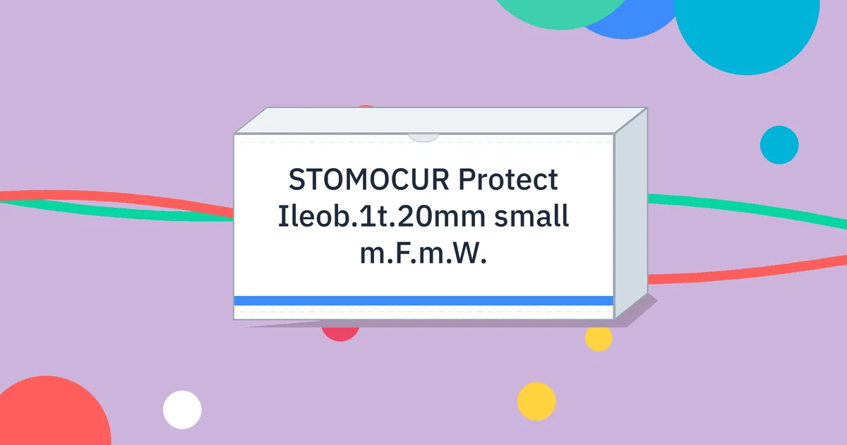 Symbolbild: Packung mit der Aufschrift STOMOCUR Protect Ileob.1t.20mm small m.F.m.W. (PZN 17551282) – Verfügbarkeit und Bezug in Apotheken in Frankfurt am Main