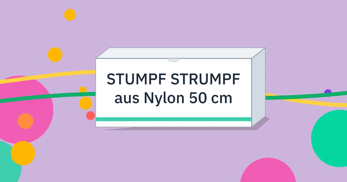 Symbolbild: Packung mit der Aufschrift STUMPF STRUMPF aus Nylon 50 cm (PZN 01978713) – Verfügbarkeit und Bezug in Apotheken in Frankfurt am Main