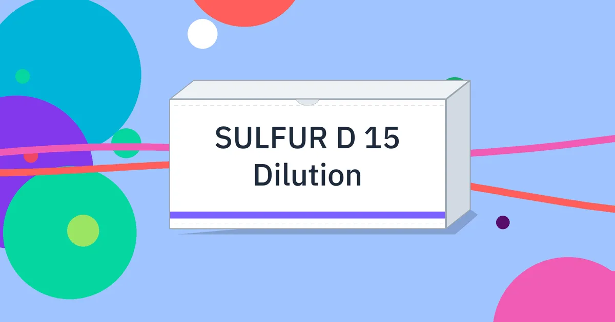 Symbolbild: Packung mit der Aufschrift SULFUR D 15 Dilution (PZN 02106725) – Verfügbarkeit und Bezug in Apotheken in Frankfurt am Main