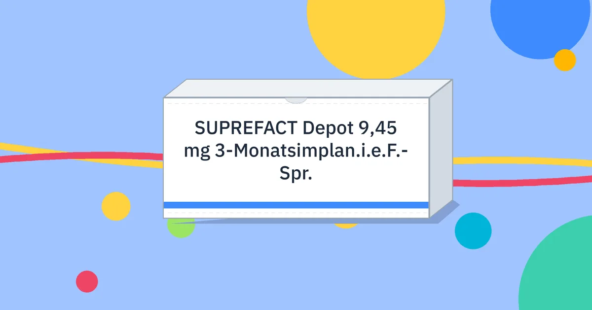 Symbolbild: Packung mit der Aufschrift SUPREFACT Depot 9,45 mg 3-Monatsimplan.i.e.F.-Spr. (PZN 14399313) – Verfügbarkeit und Bezug in Apotheken in Frankfurt am Main