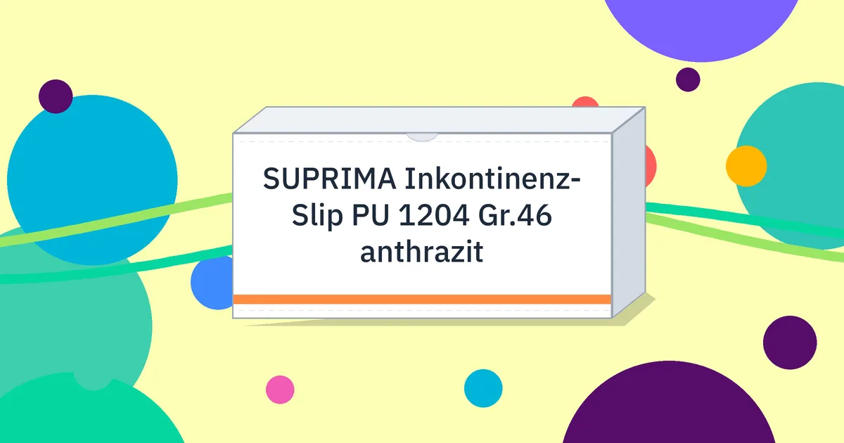 Symbolbild: Packung mit der Aufschrift SUPRIMA Inkontinenz-Slip PU 1204 Gr.46 anthrazit (PZN 10637431) – Verfügbarkeit und Bezug in Apotheken in Frankfurt am Main