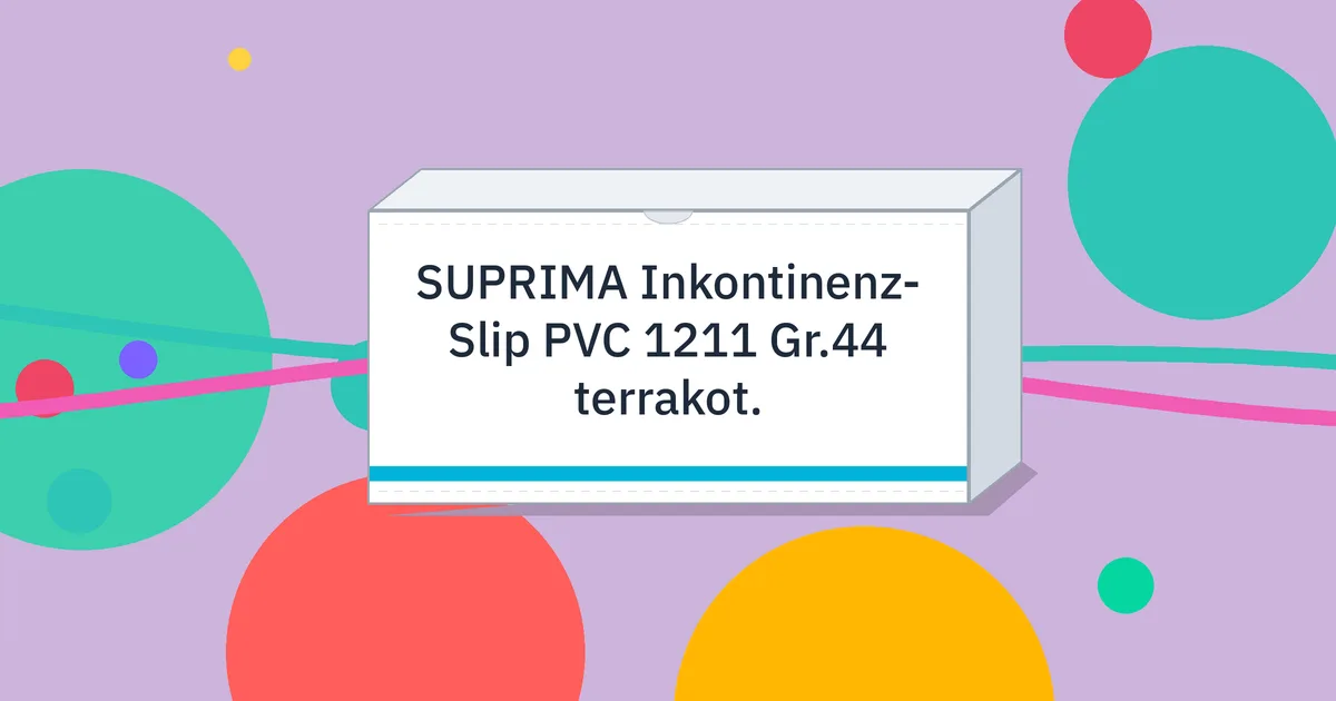 Symbolbild: Packung mit der Aufschrift SUPRIMA Inkontinenz-Slip PVC 1211 Gr.44 terrakot. (PZN 05971381) – Verfügbarkeit und Bezug in Apotheken in Frankfurt am Main