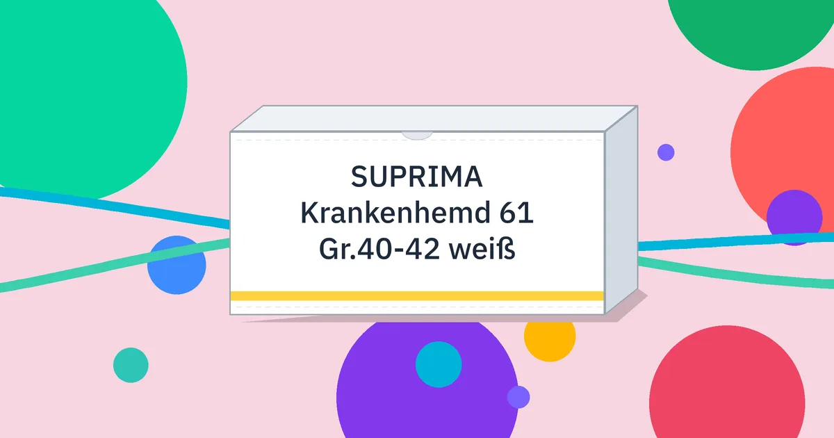 Symbolbild: Packung mit der Aufschrift SUPRIMA Krankenhemd 61 Gr.40-42 weiß (PZN 07671312) – Verfügbarkeit und Bezug in Apotheken in Frankfurt am Main