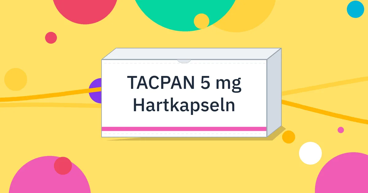 Symbolbild: Packung mit der Aufschrift TACPAN 5 mg Hartkapseln (PZN 08400489) – Verfügbarkeit und Bezug in Apotheken in Frankfurt am Main