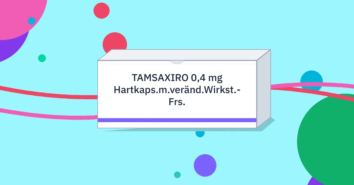 Symbolbild: Packung mit der Aufschrift TAMSAXIRO 0,4 mg Hartkaps.m.veränd.Wirkst.-Frs. (PZN 19552021) – Verfügbarkeit und Bezug in Apotheken in Frankfurt am Main
