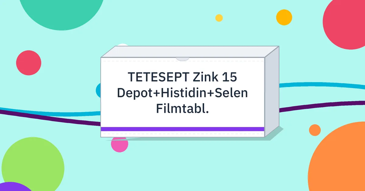 Symbolbild: Packung mit der Aufschrift TETESEPT Zink 15 Depot+Histidin+Selen Filmtabl. (PZN 17313418) – Verfügbarkeit und Bezug in Apotheken in Frankfurt am Main
