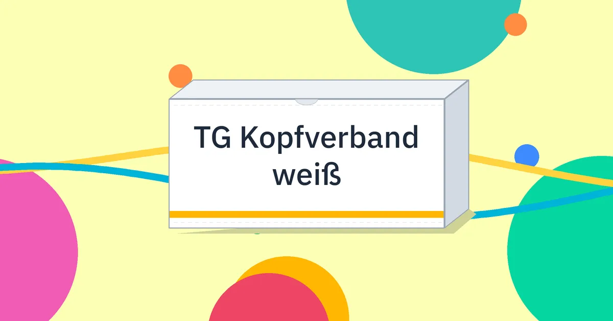 Symbolbild: Packung mit der Aufschrift TG Kopfverband weiß (PZN 01309509) – Verfügbarkeit und Bezug in Apotheken in Frankfurt am Main