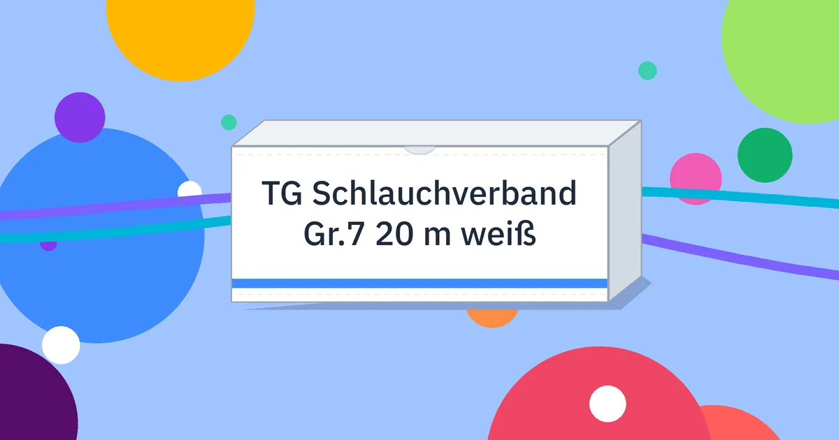 Symbolbild: Packung mit der Aufschrift TG Schlauchverband Gr.7 20 m weiß (PZN 12586703) – Verfügbarkeit und Bezug in Apotheken in Frankfurt am Main