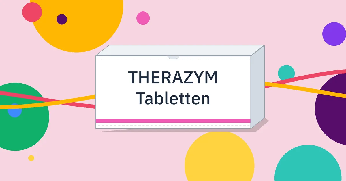 Symbolbild: Packung mit der Aufschrift THERAZYM Tabletten (PZN 02471324) – Verfügbarkeit und Bezug in Apotheken in Frankfurt am Main
