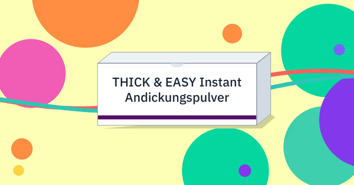 Symbolbild: Packung mit der Aufschrift THICK & EASY Instant Andickungspulver (PZN 04445905) – Verfügbarkeit und Bezug in Apotheken in Frankfurt am Main