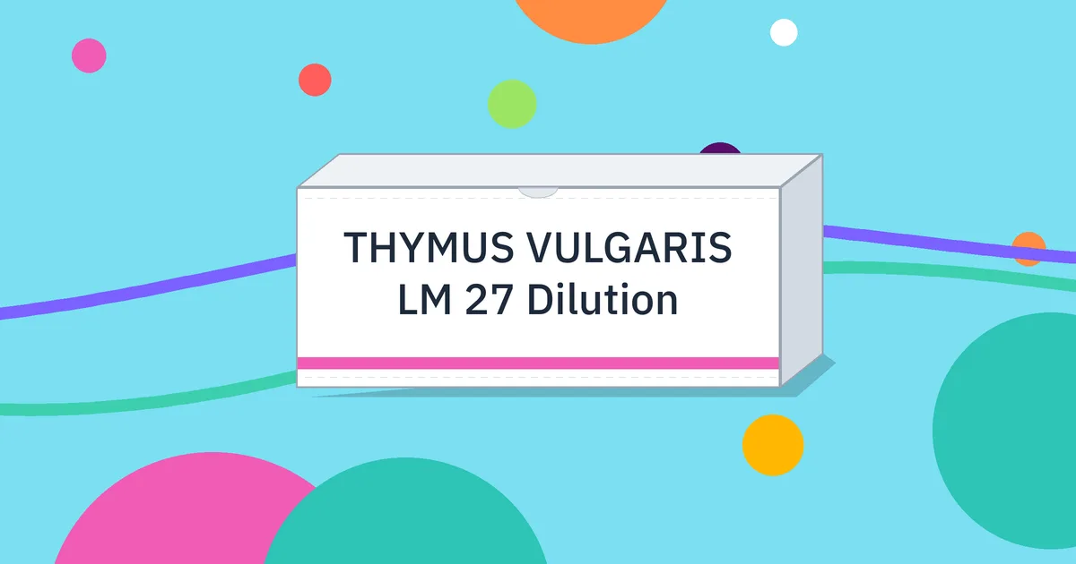 Symbolbild: Packung mit der Aufschrift THYMUS VULGARIS LM 27 Dilution (PZN 13223598) – Verfügbarkeit und Bezug in Apotheken in Frankfurt am Main