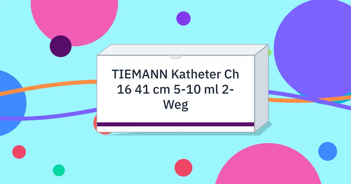 Symbolbild: Packung mit der Aufschrift TIEMANN Katheter Ch 16 41 cm 5-10 ml 2-Weg (PZN 20271818) – Verfügbarkeit und Bezug in Apotheken in Frankfurt am Main