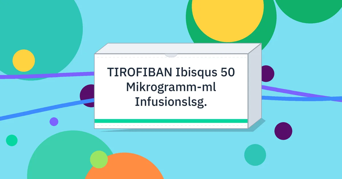 Symbolbild: Packung mit der Aufschrift TIROFIBAN Ibisqus 50 Mikrogramm-ml Infusionslsg. (PZN 11312820) – Verfügbarkeit und Bezug in Apotheken in Frankfurt am Main