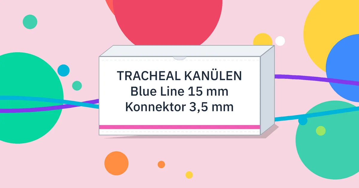 Symbolbild: Packung mit der Aufschrift TRACHEAL KANÜLEN Blue Line 15 mm Konnektor 3,5 mm (PZN 09105226) – Verfügbarkeit und Bezug in Apotheken in Frankfurt am Main