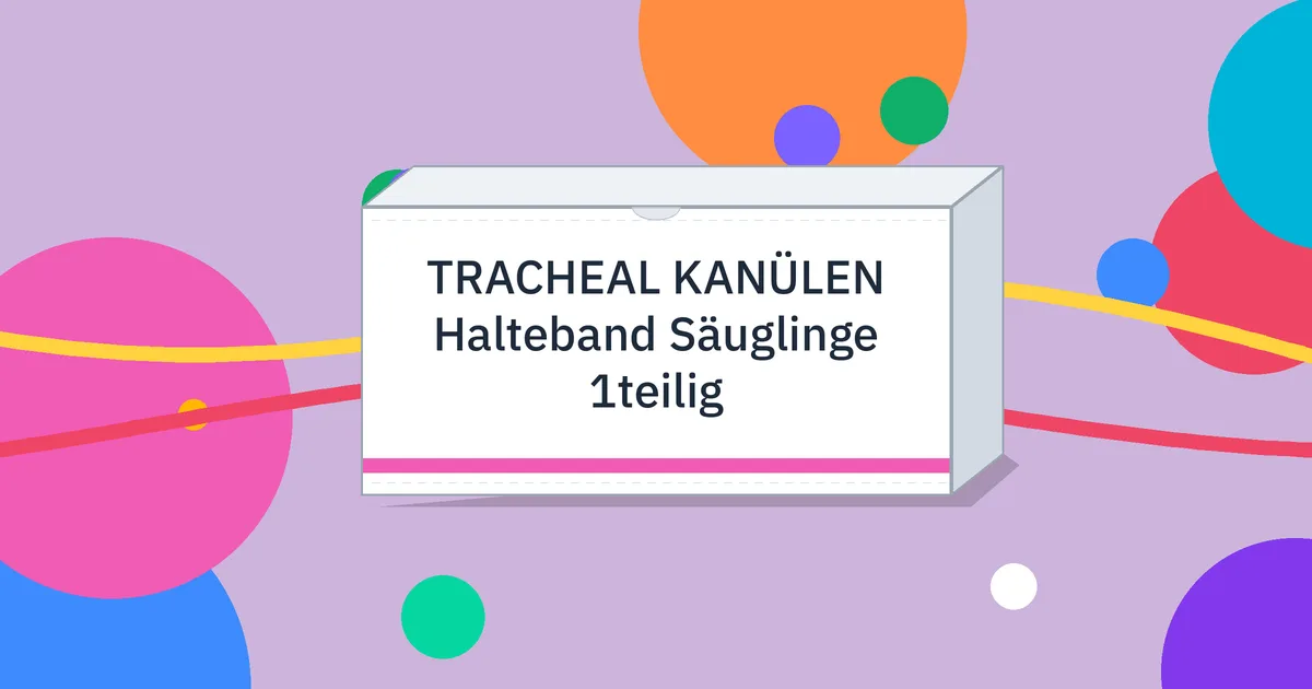 Symbolbild: Packung mit der Aufschrift TRACHEAL KANÜLEN Halteband Säuglinge 1teilig (PZN 09936105) – Verfügbarkeit und Bezug in Apotheken in Frankfurt am Main