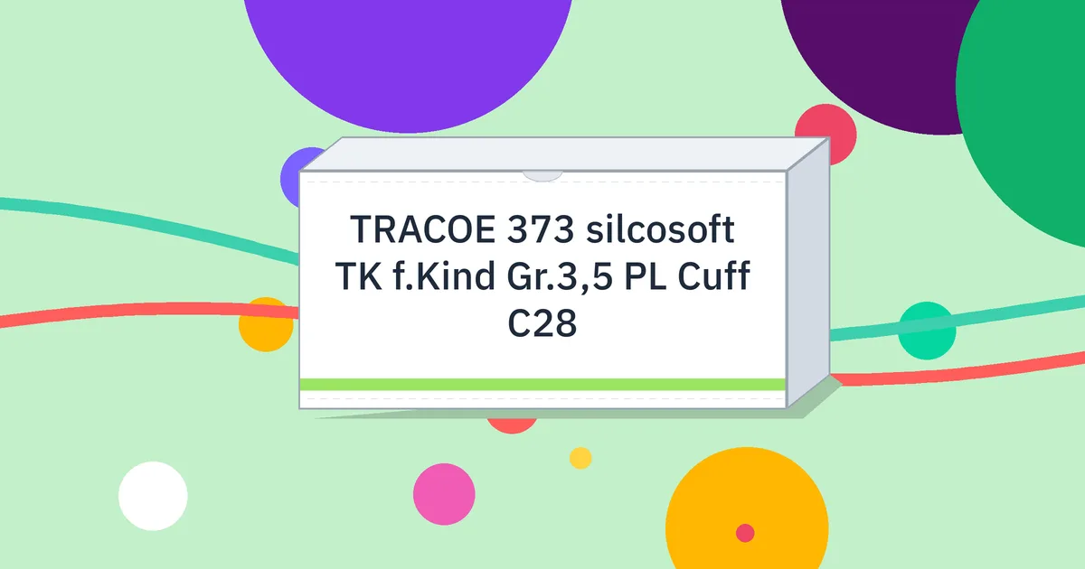 Symbolbild: Packung mit der Aufschrift TRACOE 373 silcosoft TK f.Kind Gr.3,5 PL Cuff C28 (PZN 14316994) – Verfügbarkeit und Bezug in Apotheken in Frankfurt am Main