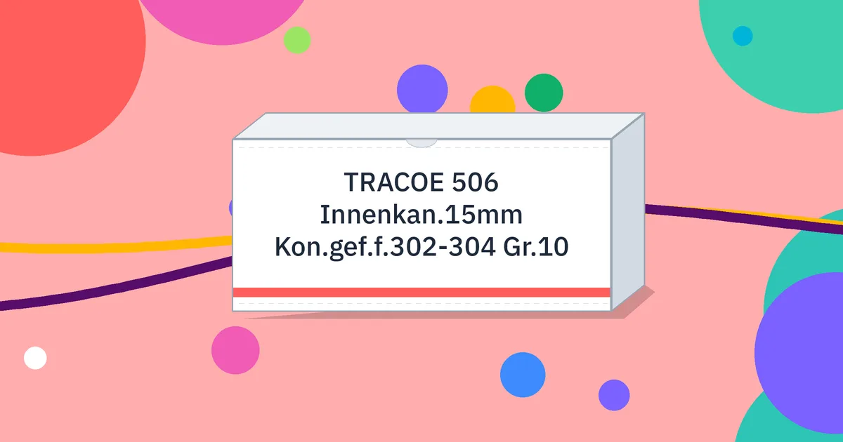 Symbolbild: Packung mit der Aufschrift TRACOE 506 Innenkan.15mm Kon.gef.f.302-304 Gr.10 (PZN 02722660) – Verfügbarkeit und Bezug in Apotheken in Frankfurt am Main