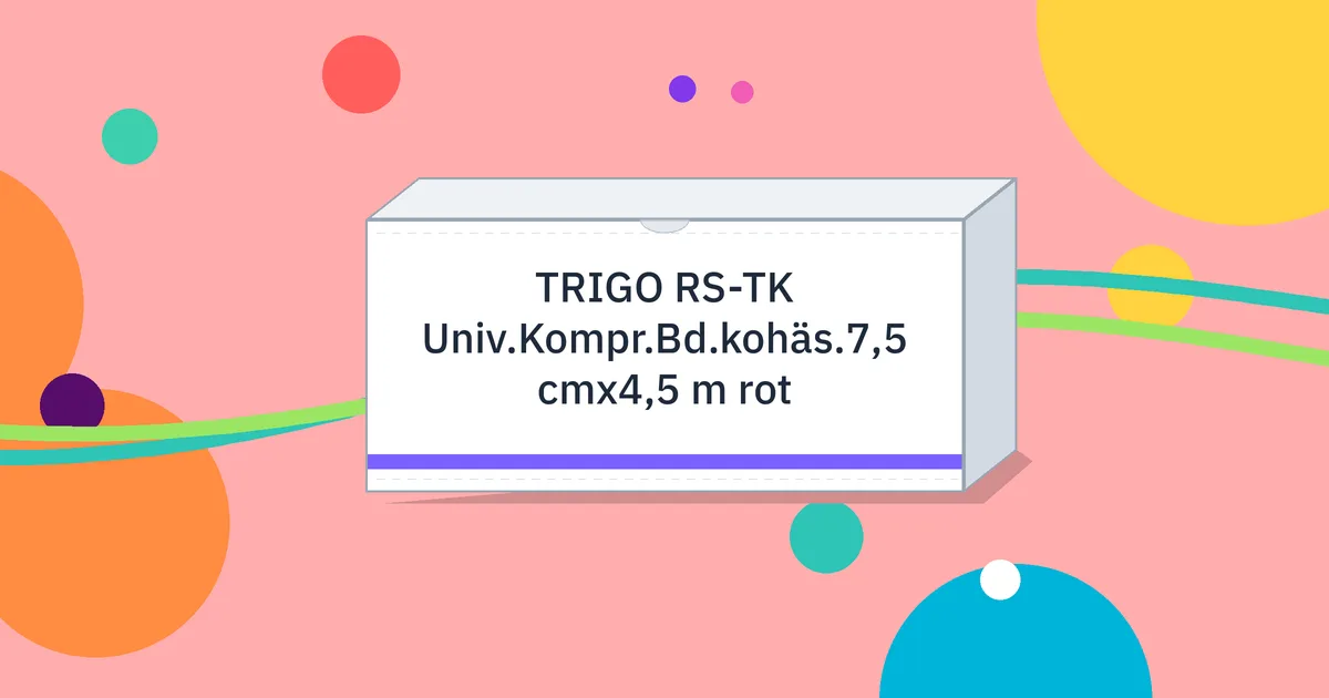 Symbolbild: Packung mit der Aufschrift TRIGO RS-TK Univ.Kompr.Bd.kohäs.7,5 cmx4,5 m rot (PZN 10818233) – Verfügbarkeit und Bezug in Apotheken in Frankfurt am Main