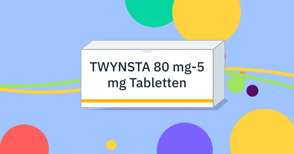 Symbolbild: Packung mit der Aufschrift TWYNSTA 80 mg-5 mg Tabletten (PZN 10101653) – Verfügbarkeit und Bezug in Apotheken in Frankfurt am Main