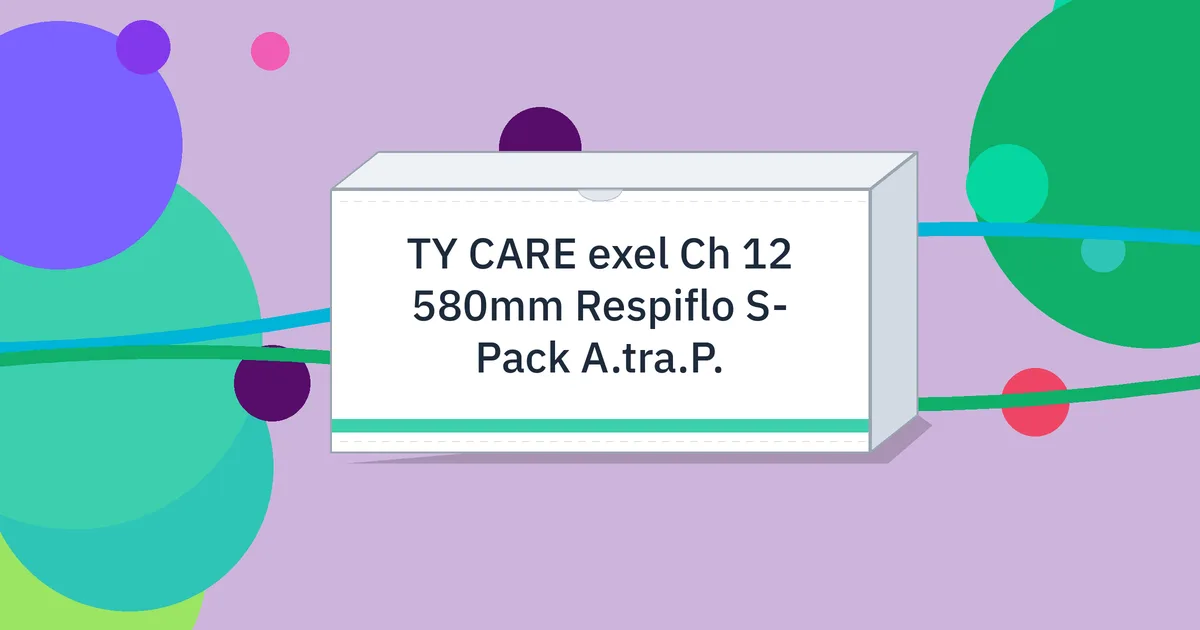 Symbolbild: Packung mit der Aufschrift TY CARE exel Ch 12 580mm Respiflo S-Pack A.tra.P. (PZN 00818462) – Verfügbarkeit und Bezug in Apotheken in Frankfurt am Main