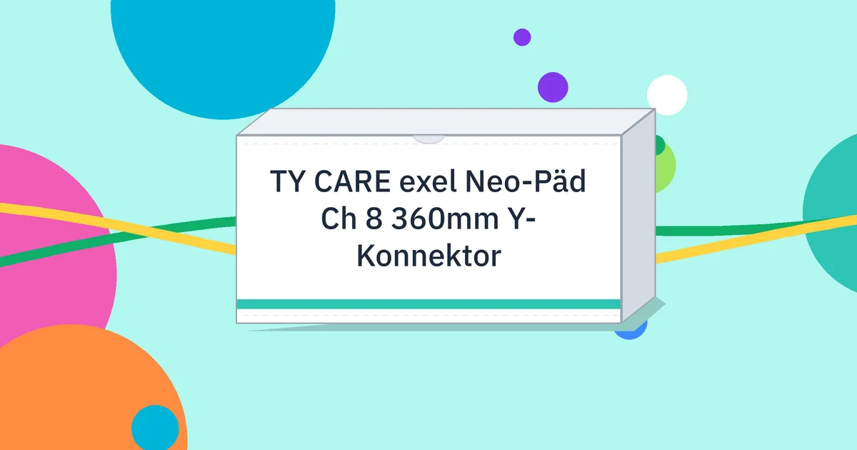 Symbolbild: Packung mit der Aufschrift TY CARE exel Neo-Päd Ch 8 360mm Y-Konnektor (PZN 05486220) – Verfügbarkeit und Bezug in Apotheken in Frankfurt am Main