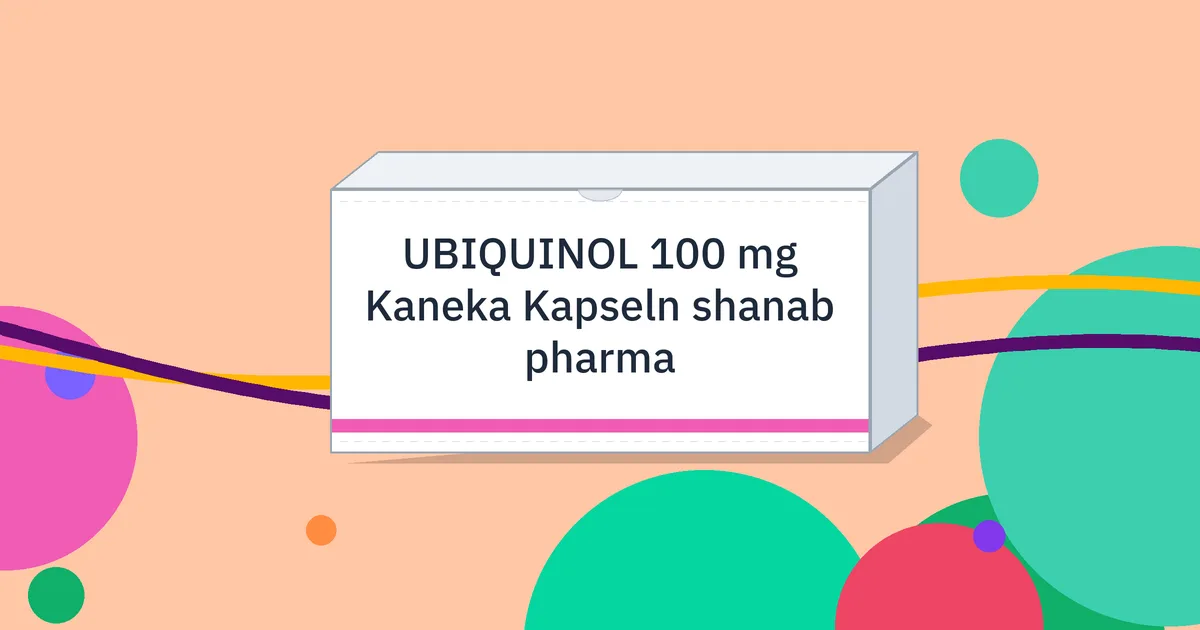 Symbolbild: Packung mit der Aufschrift UBIQUINOL 100 mg Kaneka Kapseln shanab pharma (PZN 19488642) – Verfügbarkeit und Bezug in Apotheken in Frankfurt am Main