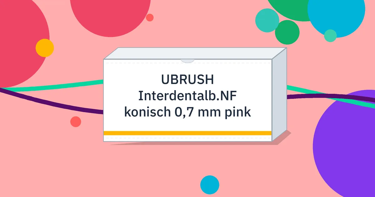Symbolbild: Packung mit der Aufschrift UBRUSH Interdentalb.NF konisch 0,7 mm pink (PZN 14817302) – Verfügbarkeit und Bezug in Apotheken in Frankfurt am Main