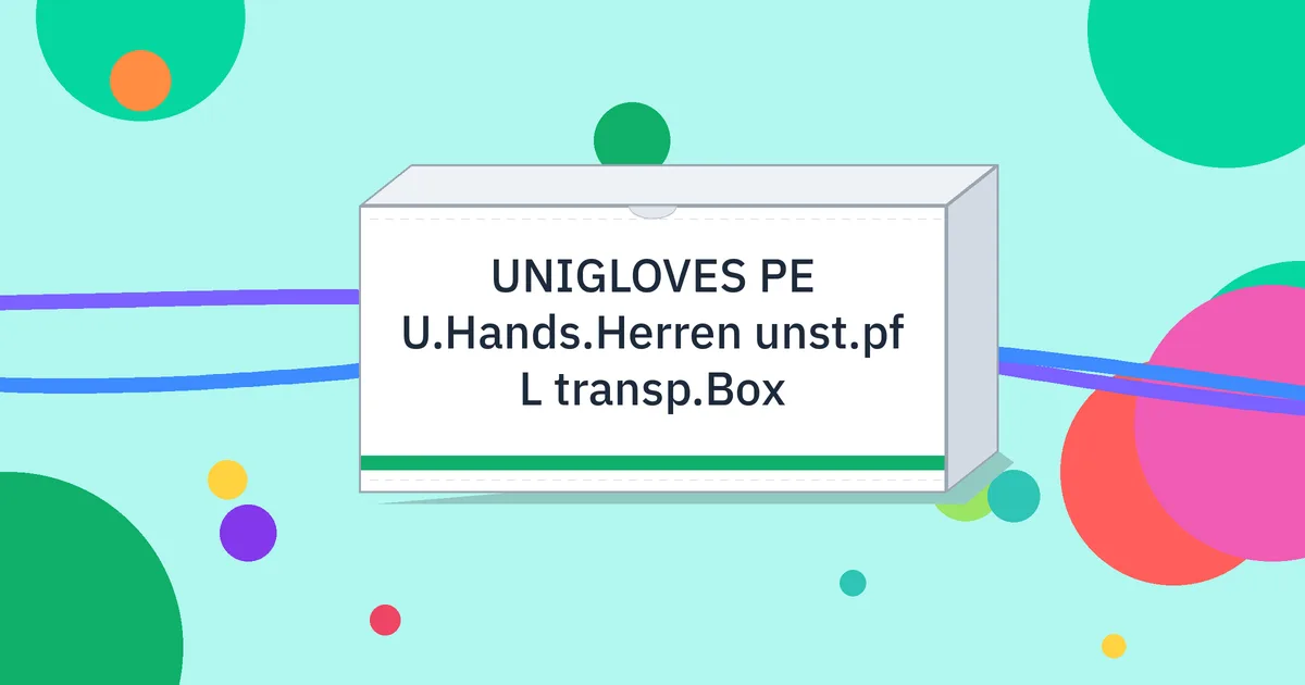 Symbolbild: Packung mit der Aufschrift UNIGLOVES PE U.Hands.Herren unst.pf L transp.Box (PZN 18100966) – Verfügbarkeit und Bezug in Apotheken in Frankfurt am Main