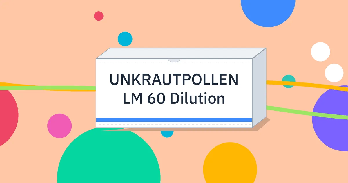 Symbolbild: Packung mit der Aufschrift UNKRAUTPOLLEN LM 60 Dilution (PZN 13256037) – Verfügbarkeit und Bezug in Apotheken in Frankfurt am Main