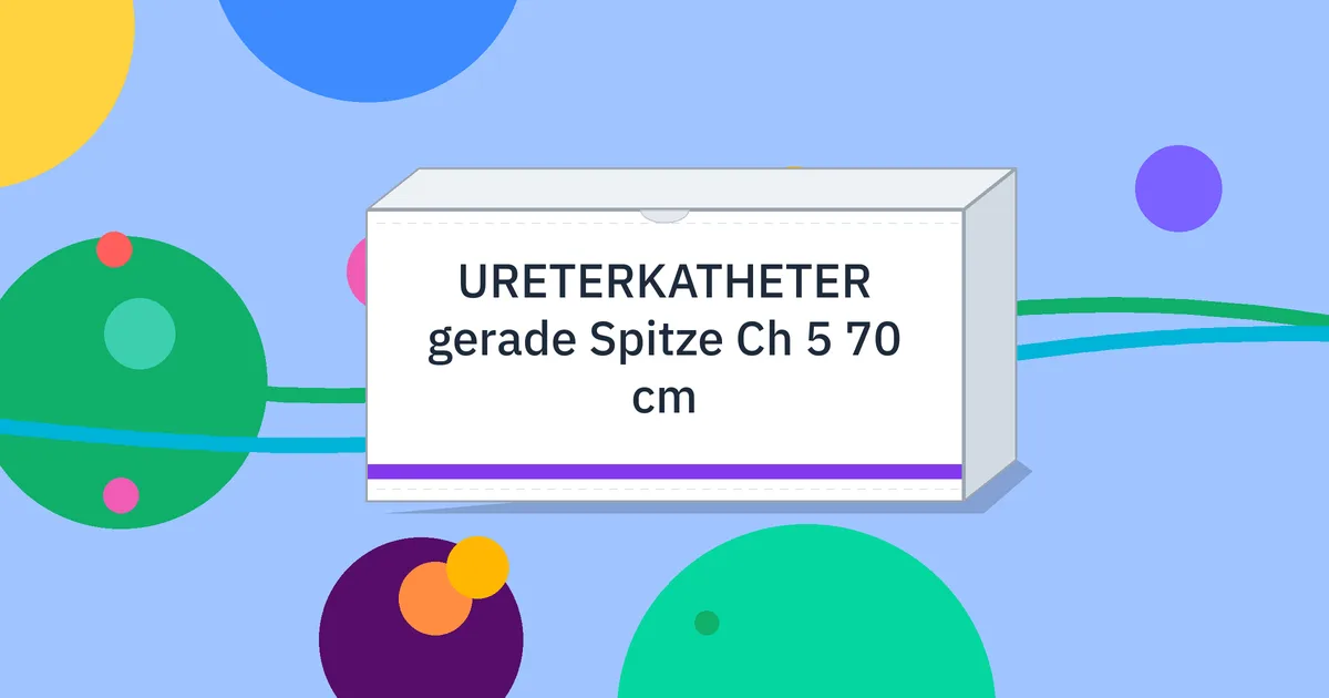 Symbolbild: Packung mit der Aufschrift URETERKATHETER gerade Spitze Ch 5 70 cm (PZN 00445995) – Verfügbarkeit und Bezug in Apotheken in Frankfurt am Main