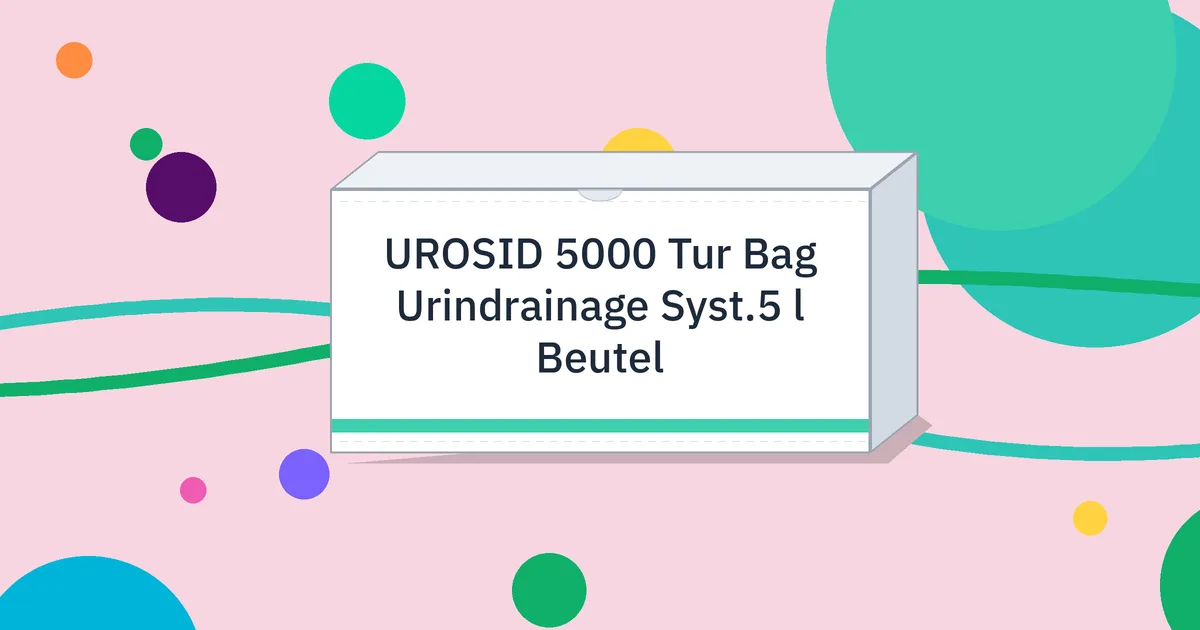 Symbolbild: Packung mit der Aufschrift UROSID 5000 Tur Bag Urindrainage Syst.5 l Beutel (PZN 06714404) – Verfügbarkeit und Bezug in Apotheken in Frankfurt am Main