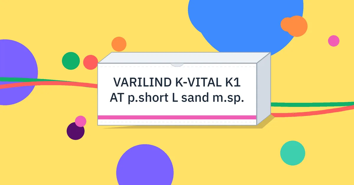 Symbolbild: Packung mit der Aufschrift VARILIND K-VITAL K1 AT p.short L sand m.sp. (PZN 20559761) – Verfügbarkeit und Bezug in Apotheken in Frankfurt am Main