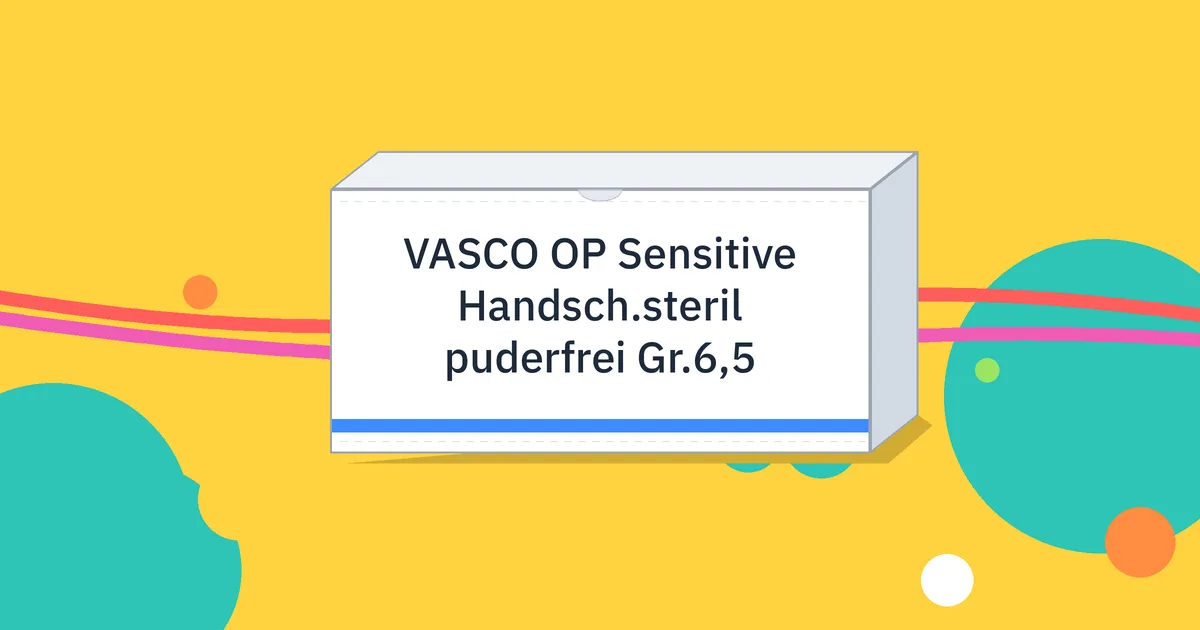 Symbolbild: Packung mit der Aufschrift VASCO OP Sensitive Handsch.steril puderfrei Gr.6,5 (PZN 04423832) – Verfügbarkeit und Bezug in Apotheken in Frankfurt am Main