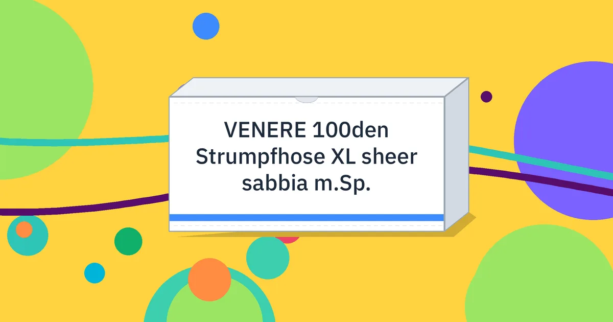 Symbolbild: Packung mit der Aufschrift VENERE 100den Strumpfhose XL sheer sabbia m.Sp. (PZN 16170655) – Verfügbarkeit und Bezug in Apotheken in Frankfurt am Main