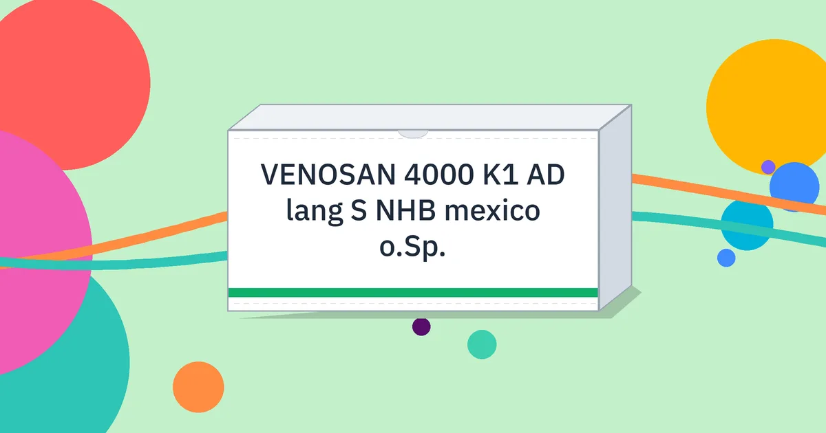 Symbolbild: Packung mit der Aufschrift VENOSAN 4000 K1 AD lang S NHB mexico o.Sp. (PZN 14423129) – Verfügbarkeit und Bezug in Apotheken in Frankfurt am Main